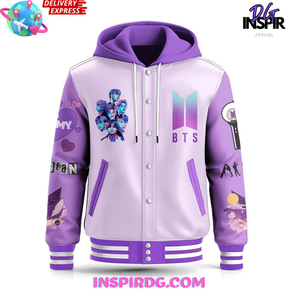 BTS Purple Dream Hooded Varsity Bomber or Jacket HG – Designfullprint