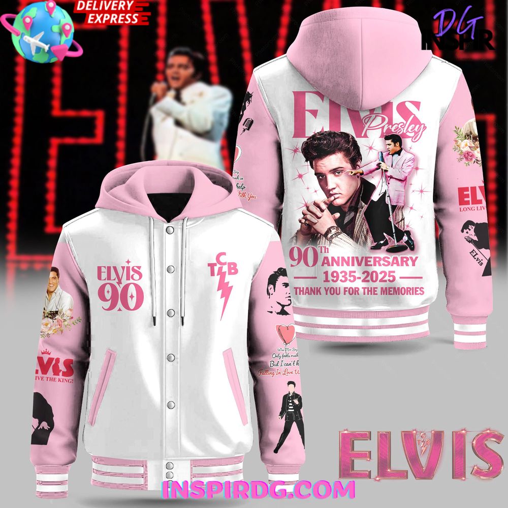 Elvis Presley 90th Anniversary Special Edition Hooded Varsity Bomber or ...