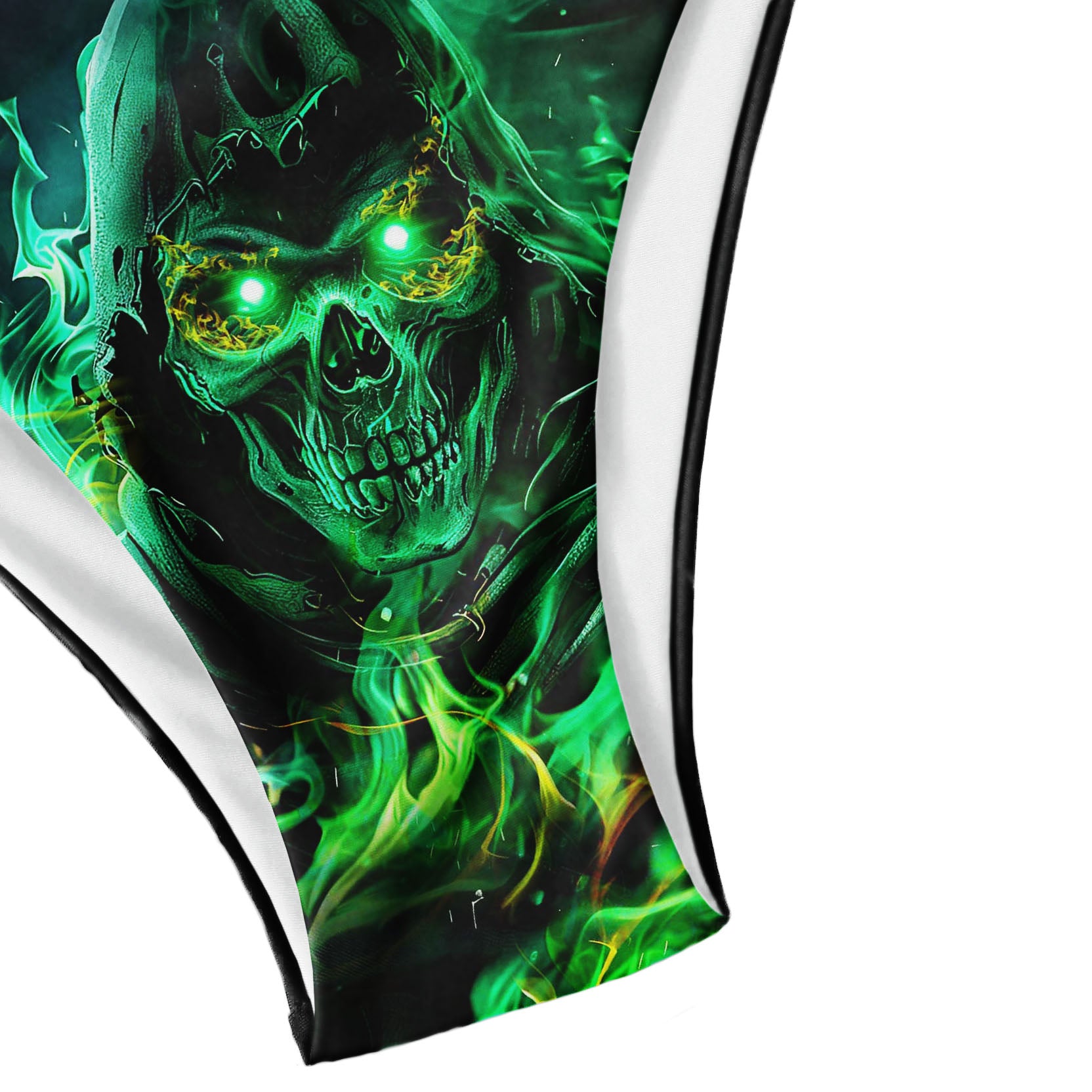 Green Fire Grim Reaper Micro Triangle Bikini Swimsuit HG – Designfullprint