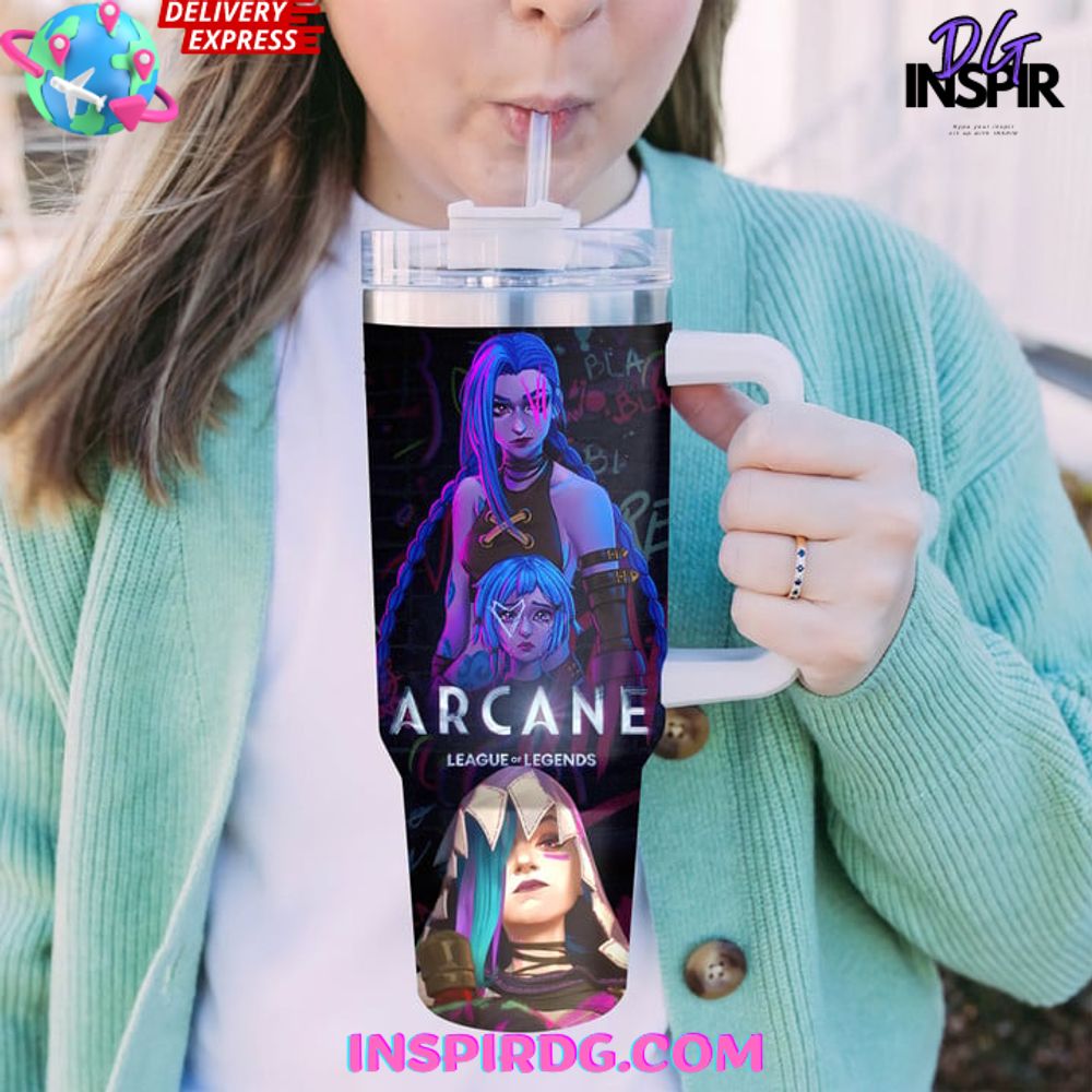 Arcane League of Legends Jinx Was Here 30oz 40 oz Tumbler With Handle ...