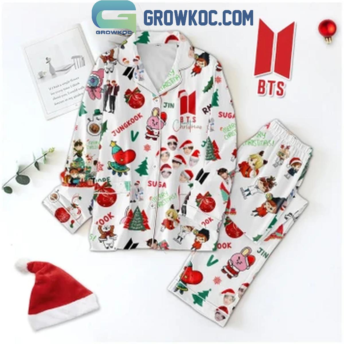 BTS Jungkook V Jimin Suga J-Hope RM Jin Christmas Polyester Pajamas Set ...