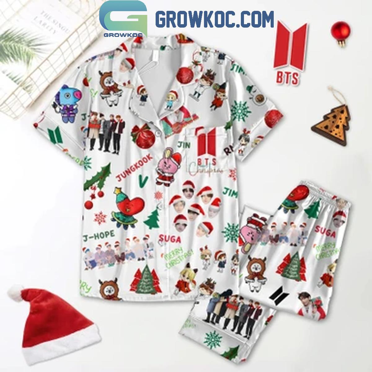 BTS Jungkook V Jimin Suga J-Hope RM Jin Christmas Polyester Pajamas Set ...