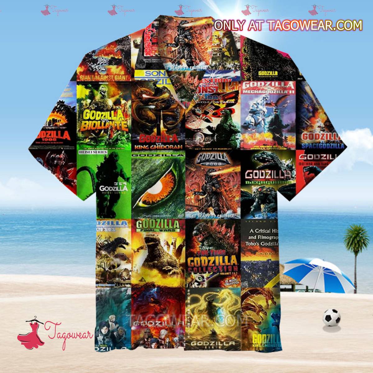 Godzilla Poster Collage HFN Hawaiian Shirt Summer Beach Outfit ...