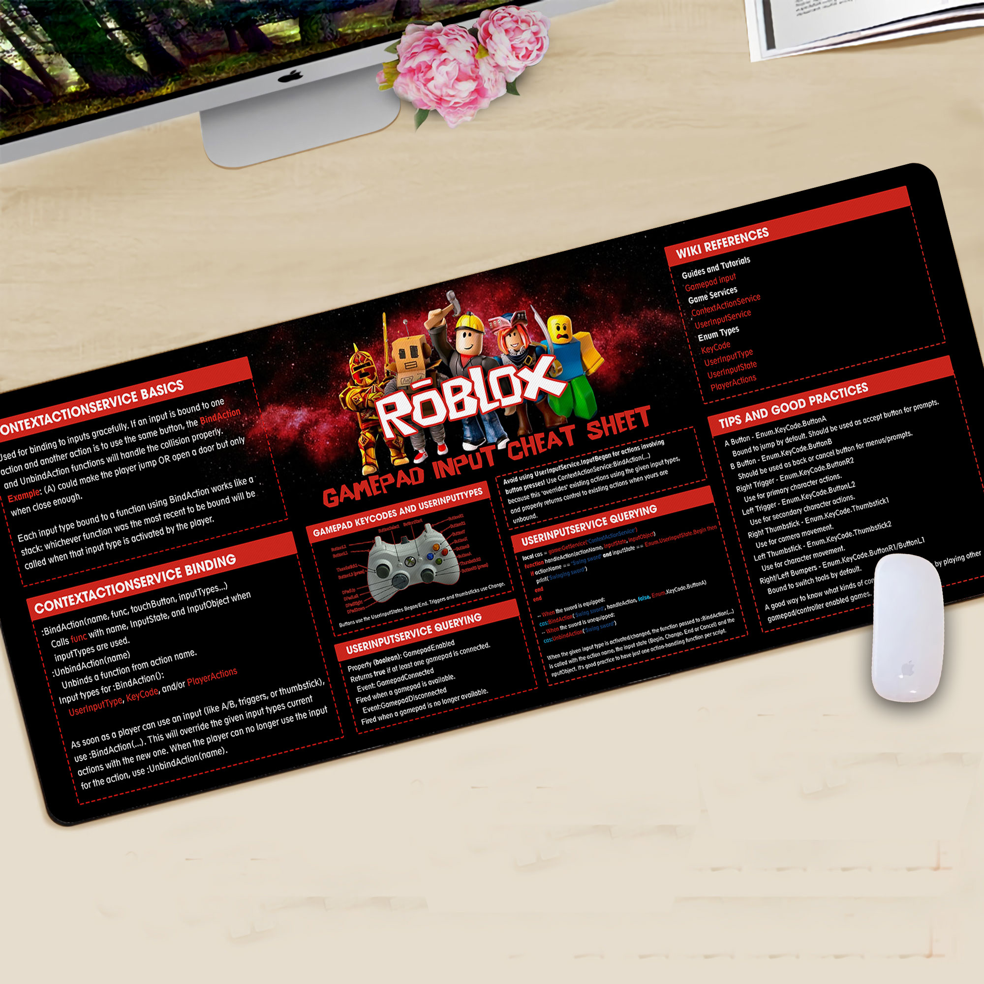 Roblox Cheat Sheet Roblox Gaming Mouse Mat Mousepad Roblox Gaming Desk ...