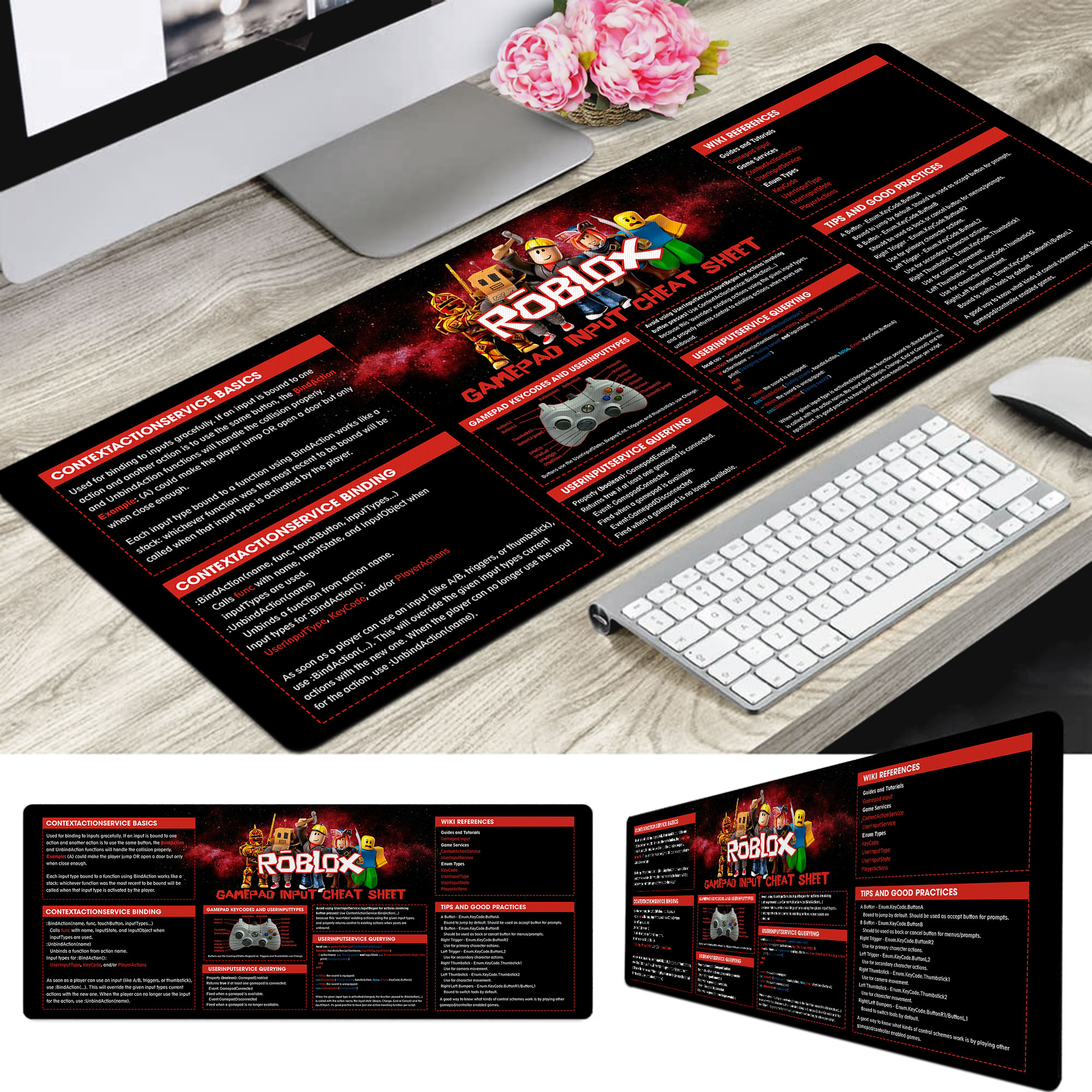 Roblox Cheat Sheet Roblox Gaming Mouse Mat Mousepad Roblox Gaming Desk ...