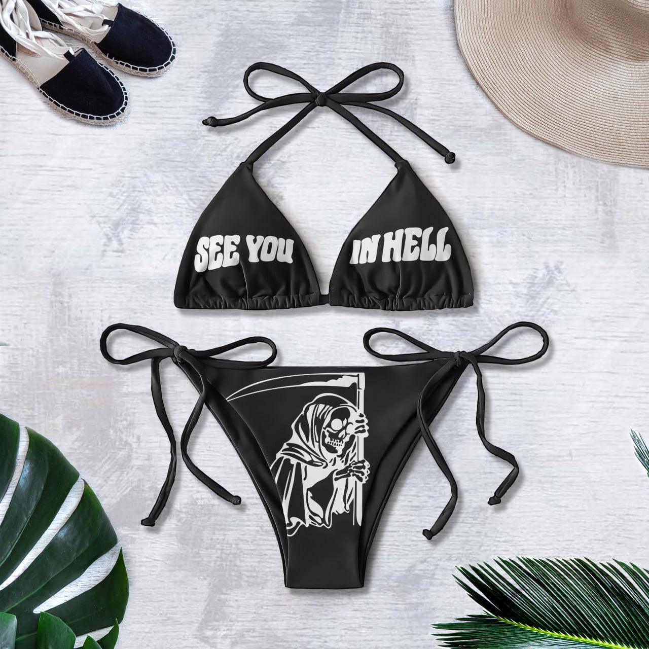 See You In Hell Gothic Death String String Triangle Bikini Summer ...