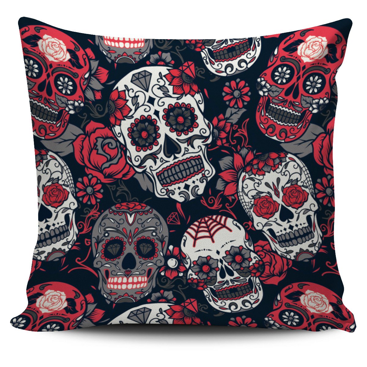 Skull Gift Red & White Skull Pillow Cover – Designfullprint