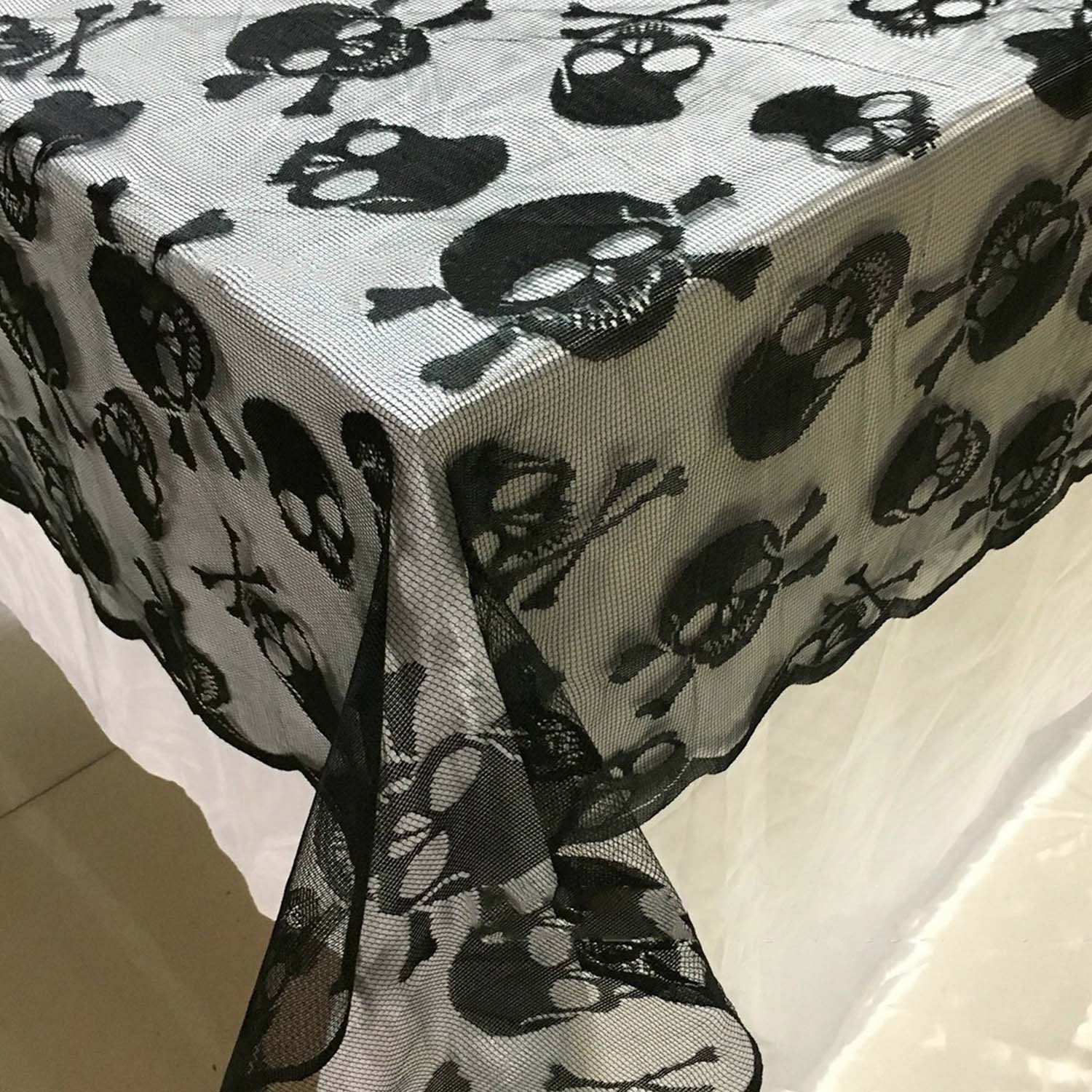 Skull Gift Black Lace Skull Tablecloth – Designfullprint
