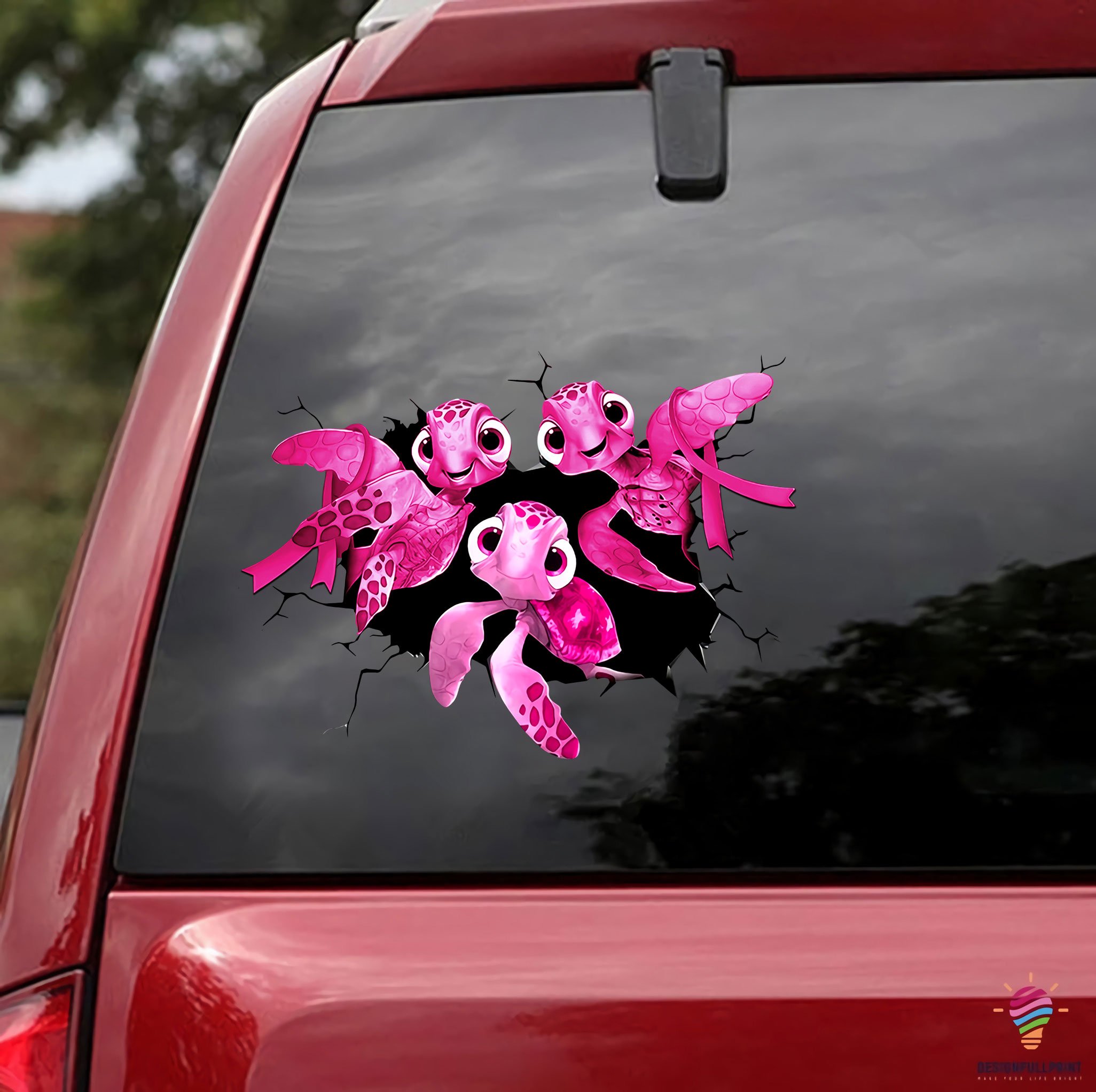 Sea Turtle Gift Little Turtles Pink Turtles Pink Ribbon Car Sticker CP ...