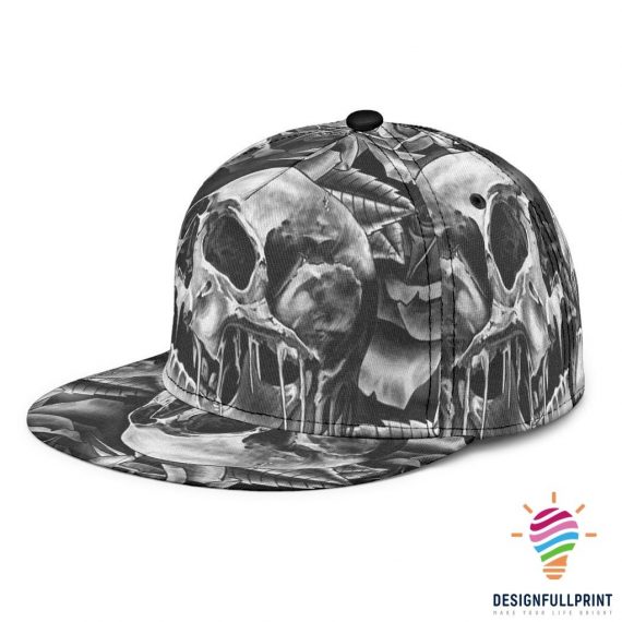 Skull Gift Grey Scary Skull Snapback Hat HG – Designfullprint