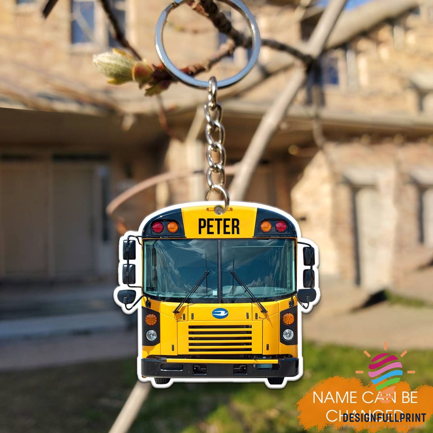 School Bus Name Personalized Key Chain HG – Designfullprint