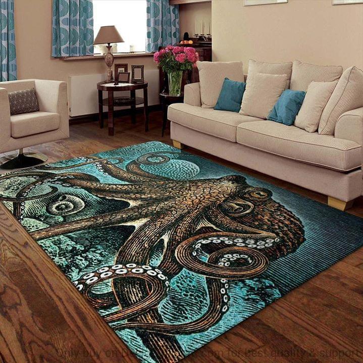 Love Octopus Blue Octopus Area Rug HG – Designfullprint