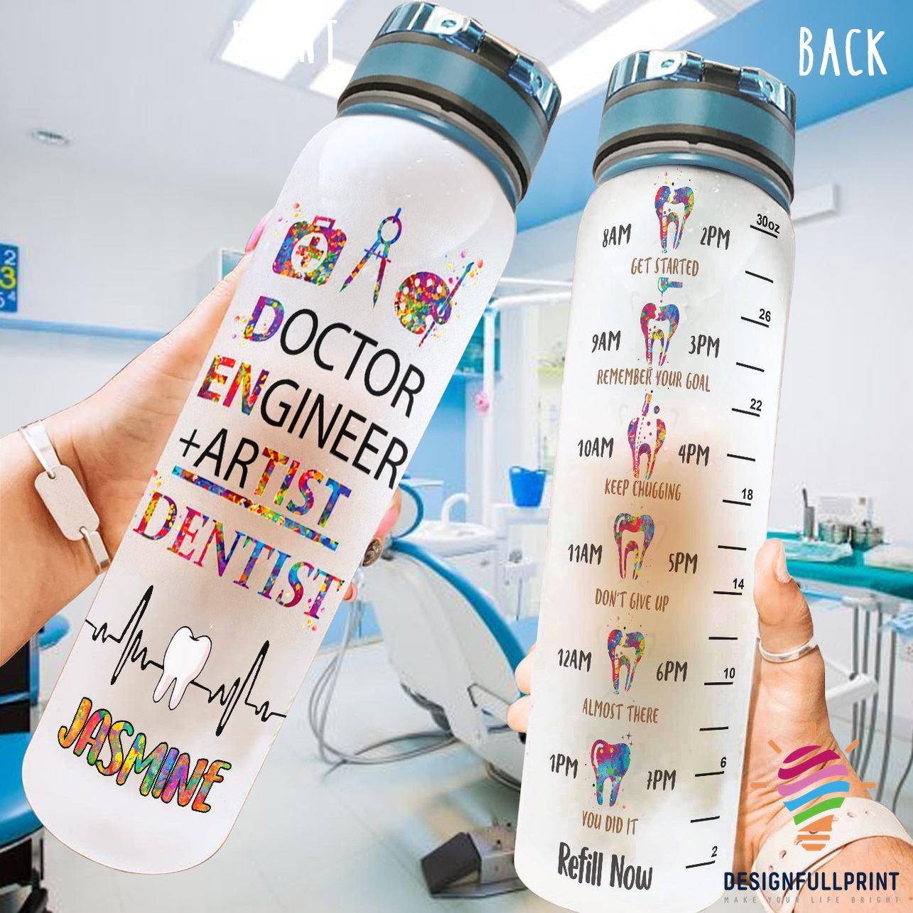Doctor Engineer Artist Dentist Personalized Water Track Bottle NHD ...