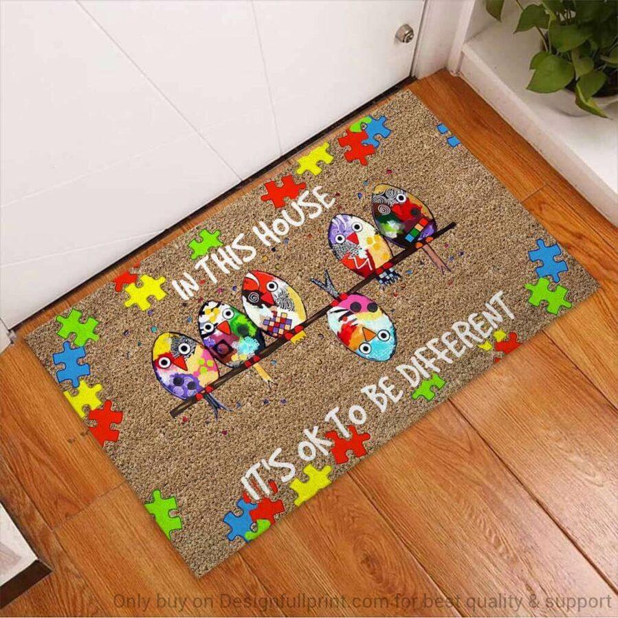 Autism Gift Autism Non-Slip Rubber Backing Doormat In This House Its Ok ...