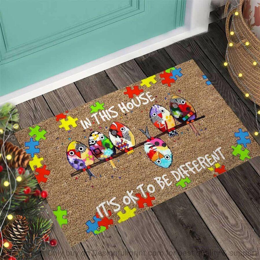 Autism Gift Autism Non-Slip Rubber Backing Doormat In This House Its Ok ...