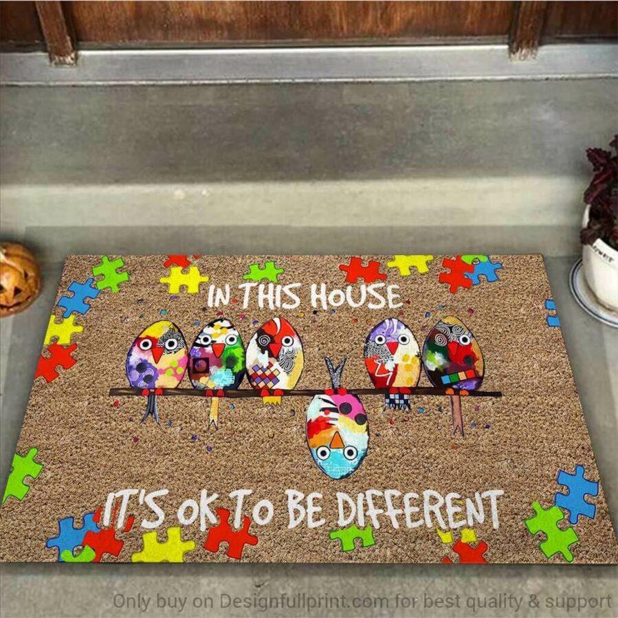 Autism Gift Autism Non-Slip Rubber Backing Doormat In This House Its Ok ...