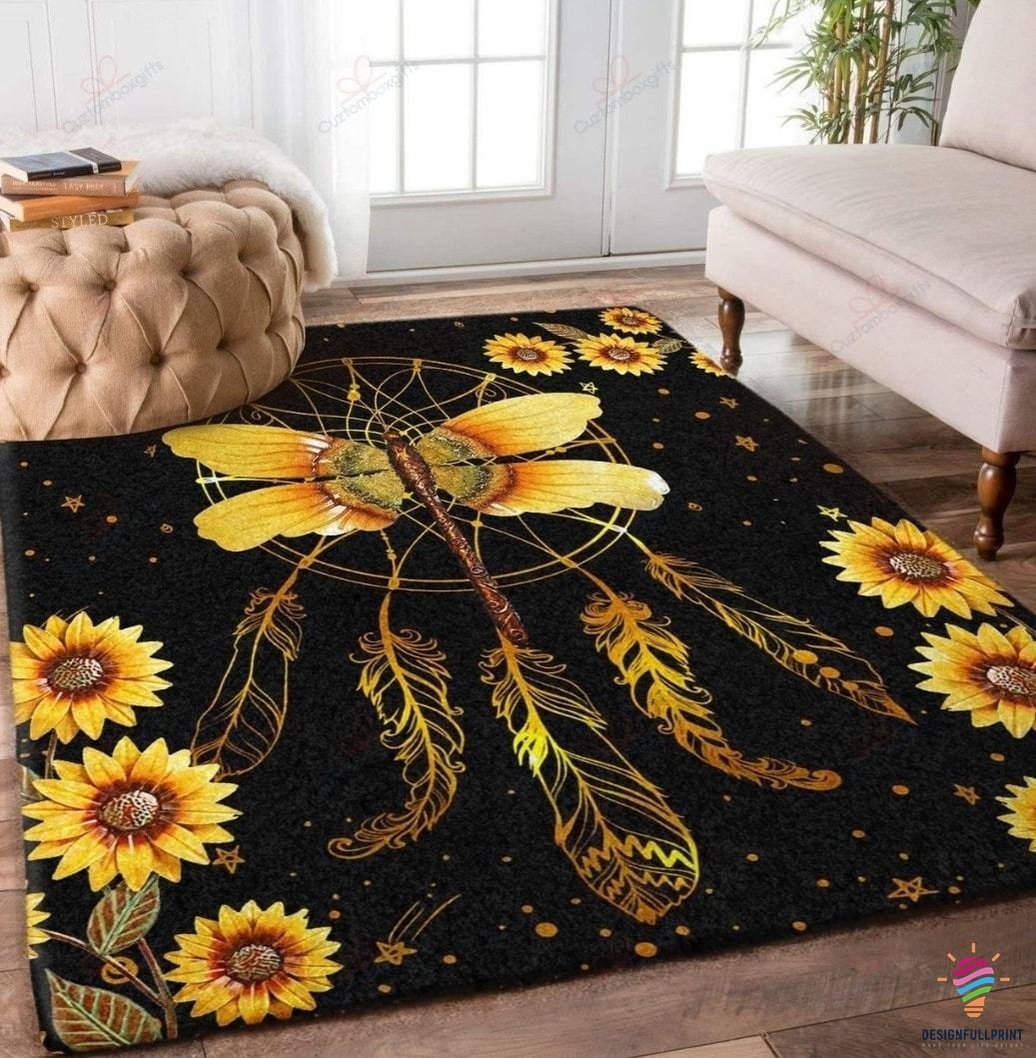 Dragonfly Gift Dragonfly Sunflower Dreamcatcher Rectangular Rug NHD ...