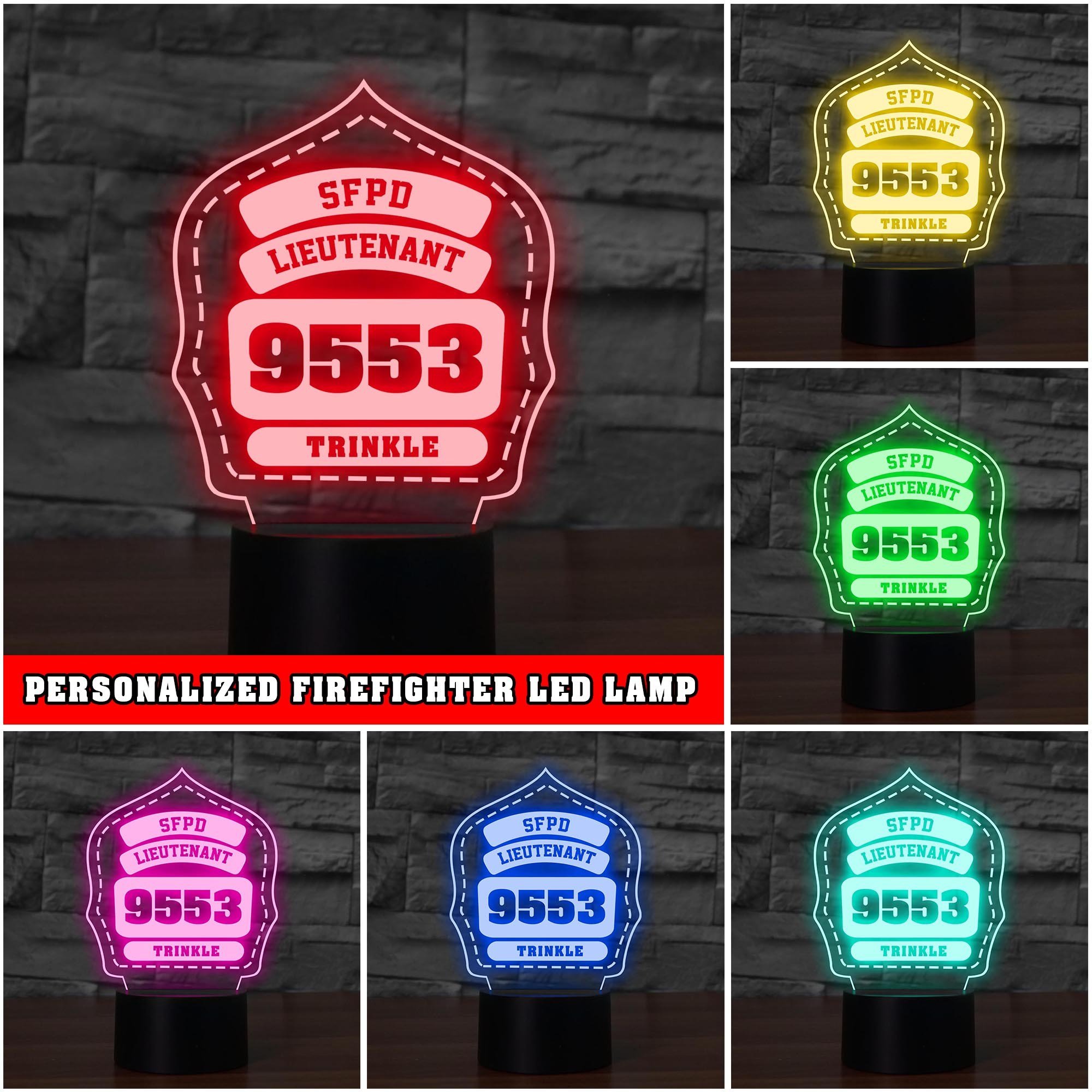 Firefighter Gift Personalized Firefighter Led Table Lamp Led Light HG ...