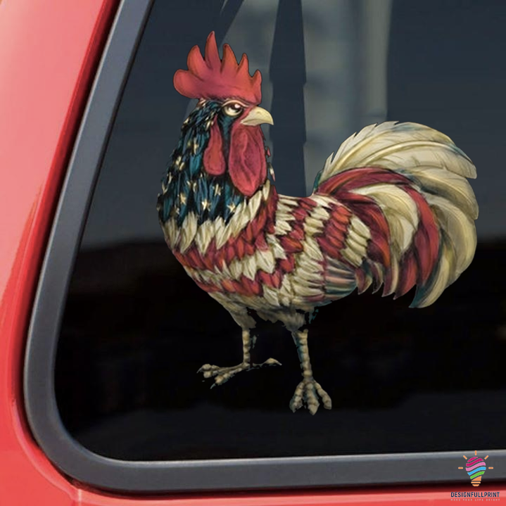 Rooster Gift Idea US Rooster Farmer Set Car Sticker CM Farmer Gift ...