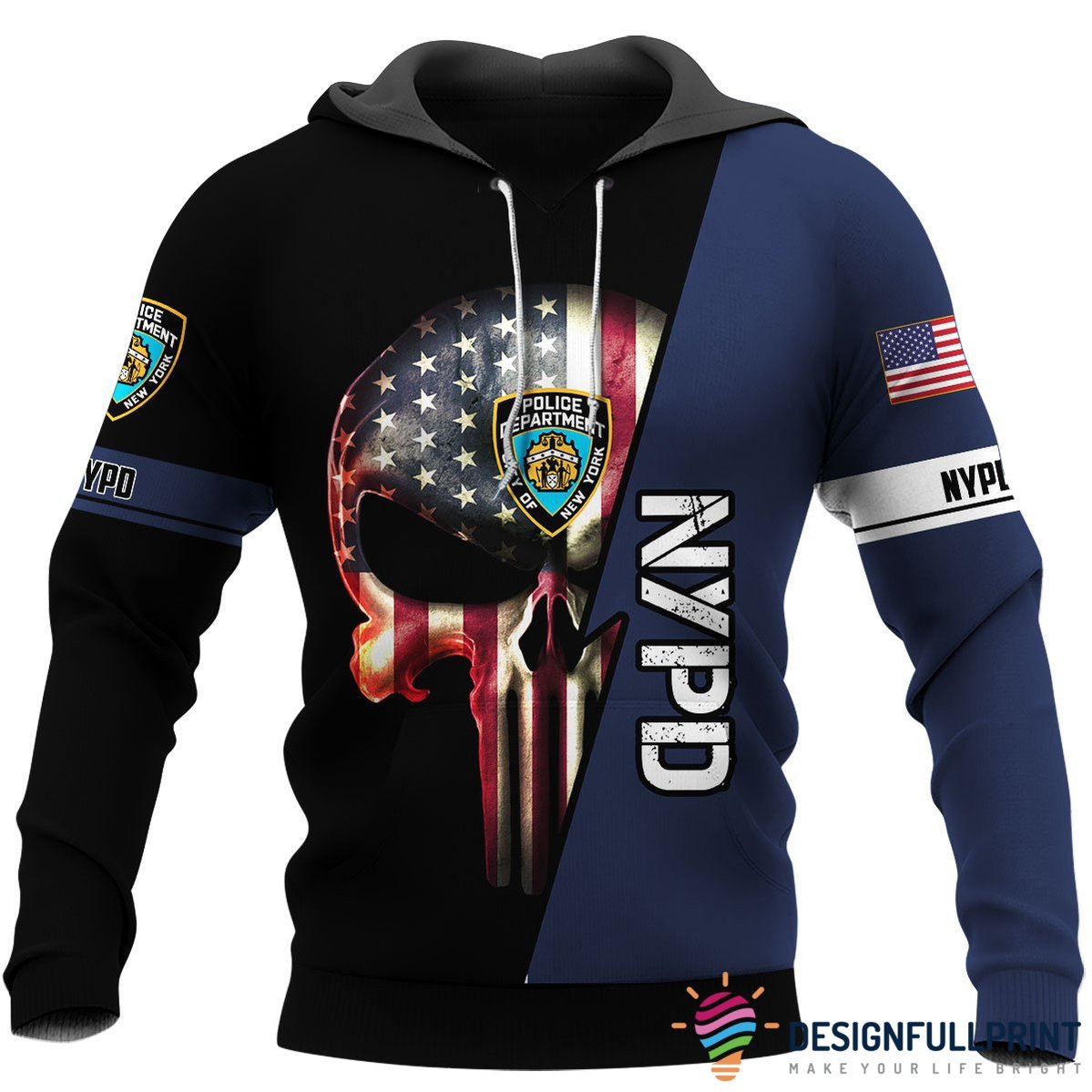NYPD US Unisex Size Hoodie Zipup Longsleeve T-shirt NYPD Sweatshirt ...
