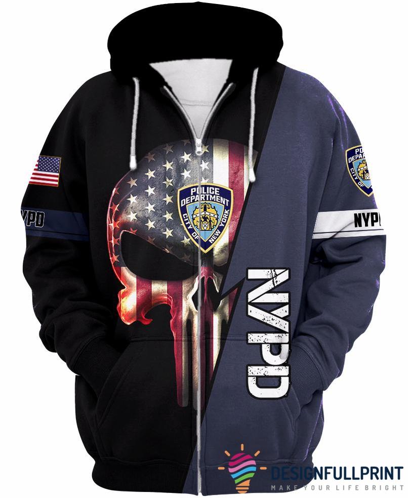 NYPD US Unisex Size Hoodie Zipup Longsleeve T-shirt NYPD Sweatshirt ...
