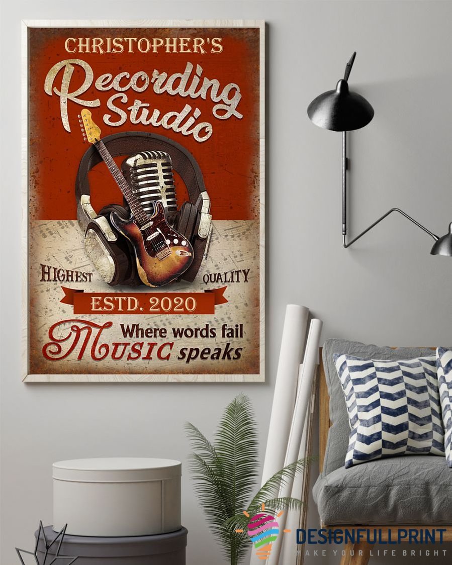 Personalized Guitar Poster Music Recording Recording Studio Poster LH ...