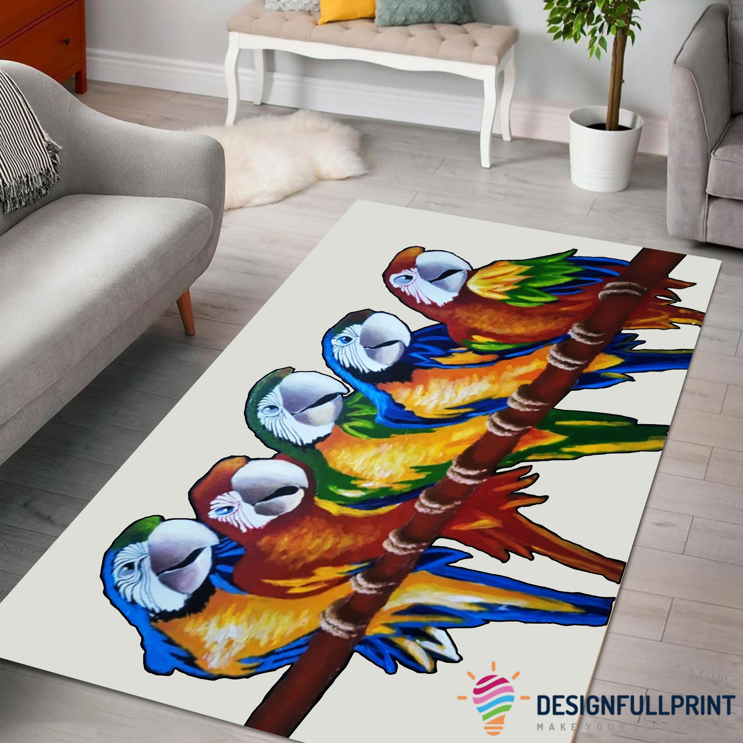Happy Parrot Friends Parrot Family Rug NH – Designfullprint