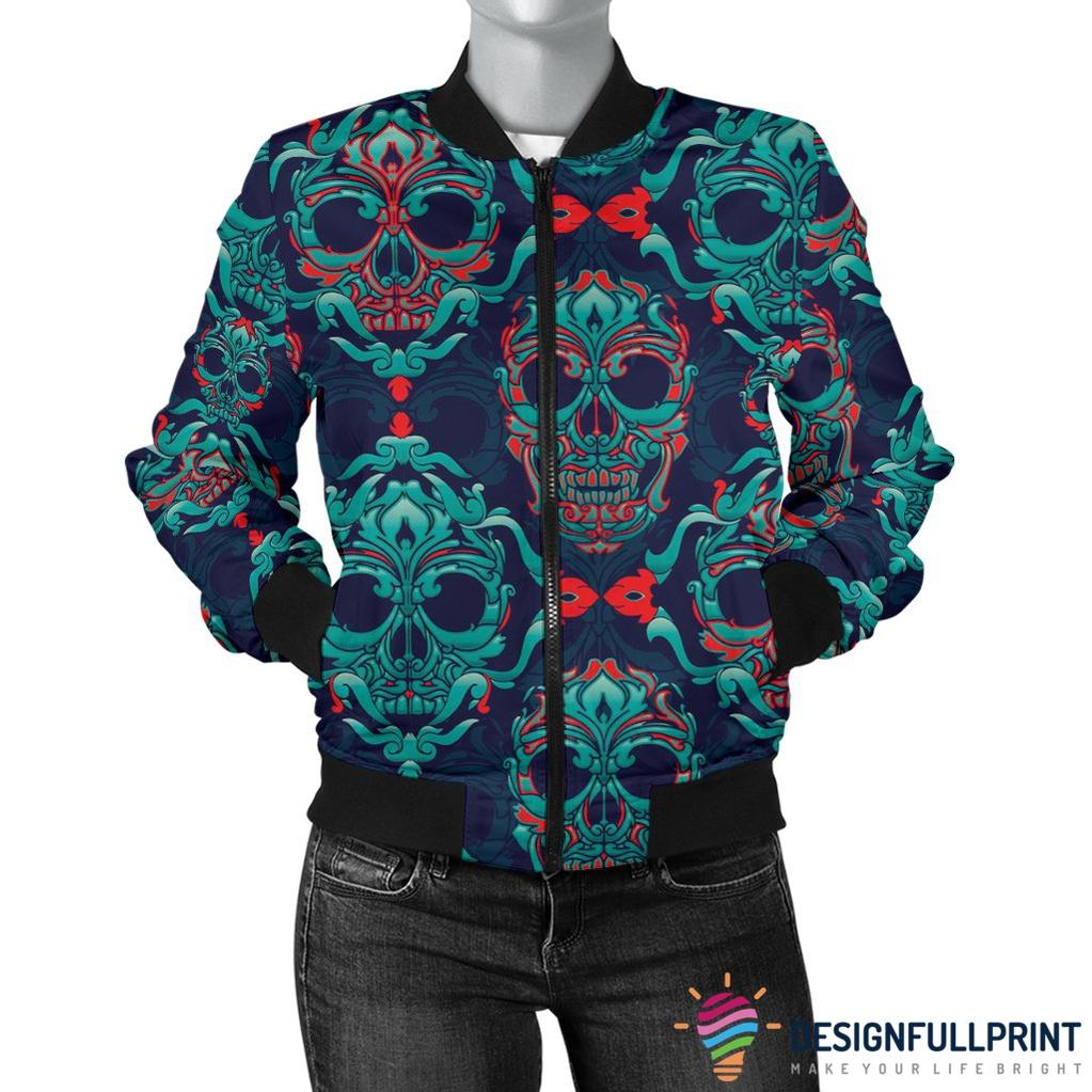 Skull Gift Skull Women’s Bomber Jacket – Designfullprint