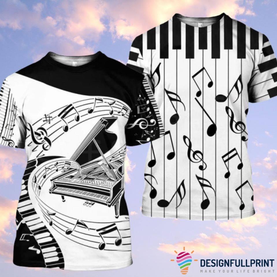 Piano Music Notes Batwing T Shirt LH Gift For Piano Lover – Designfullprint