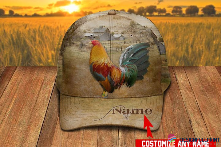 Rooster Gift Idea Personalized Cap, Chicken Cute Cap, Rooster Classic ...