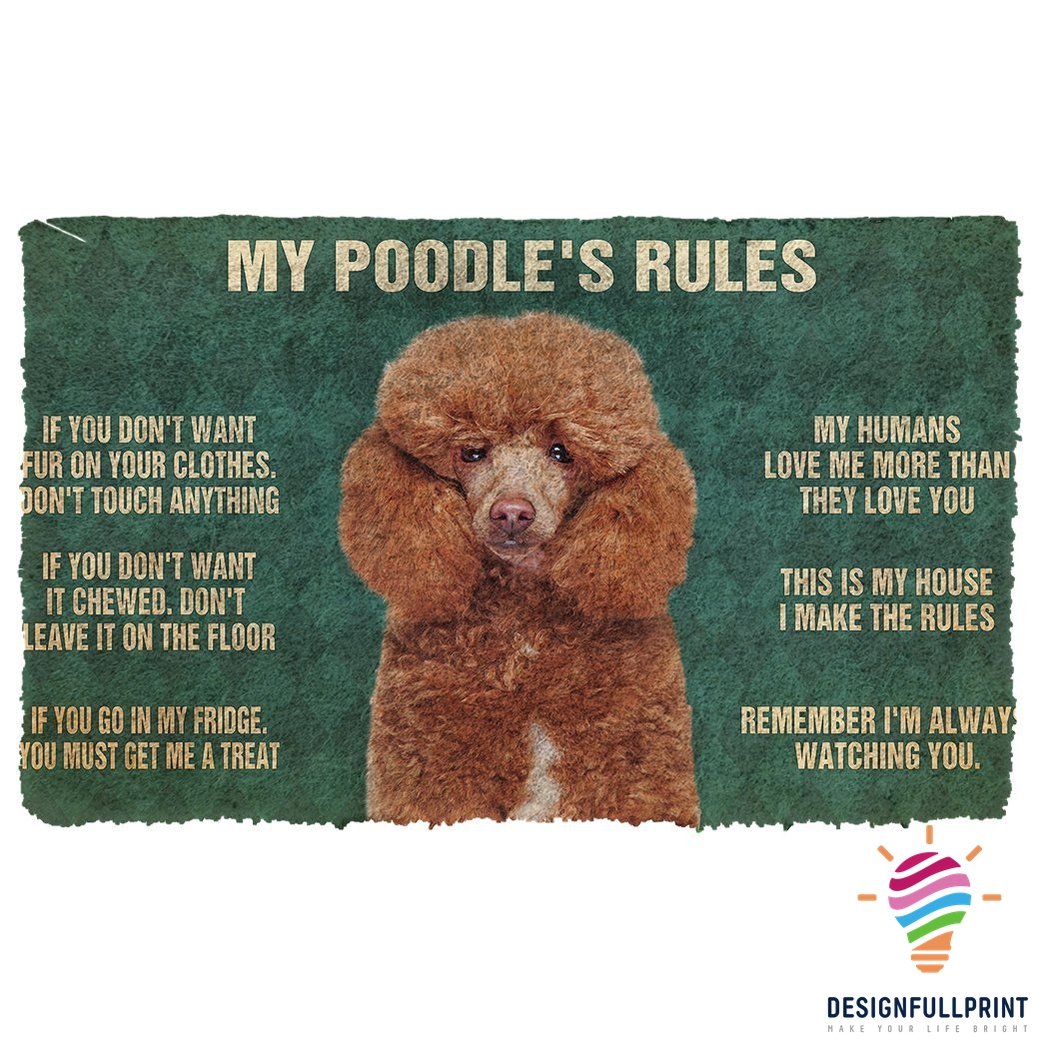 My Poodle Rules Welcome Non Slip Rubber Backing Doormat NHD 