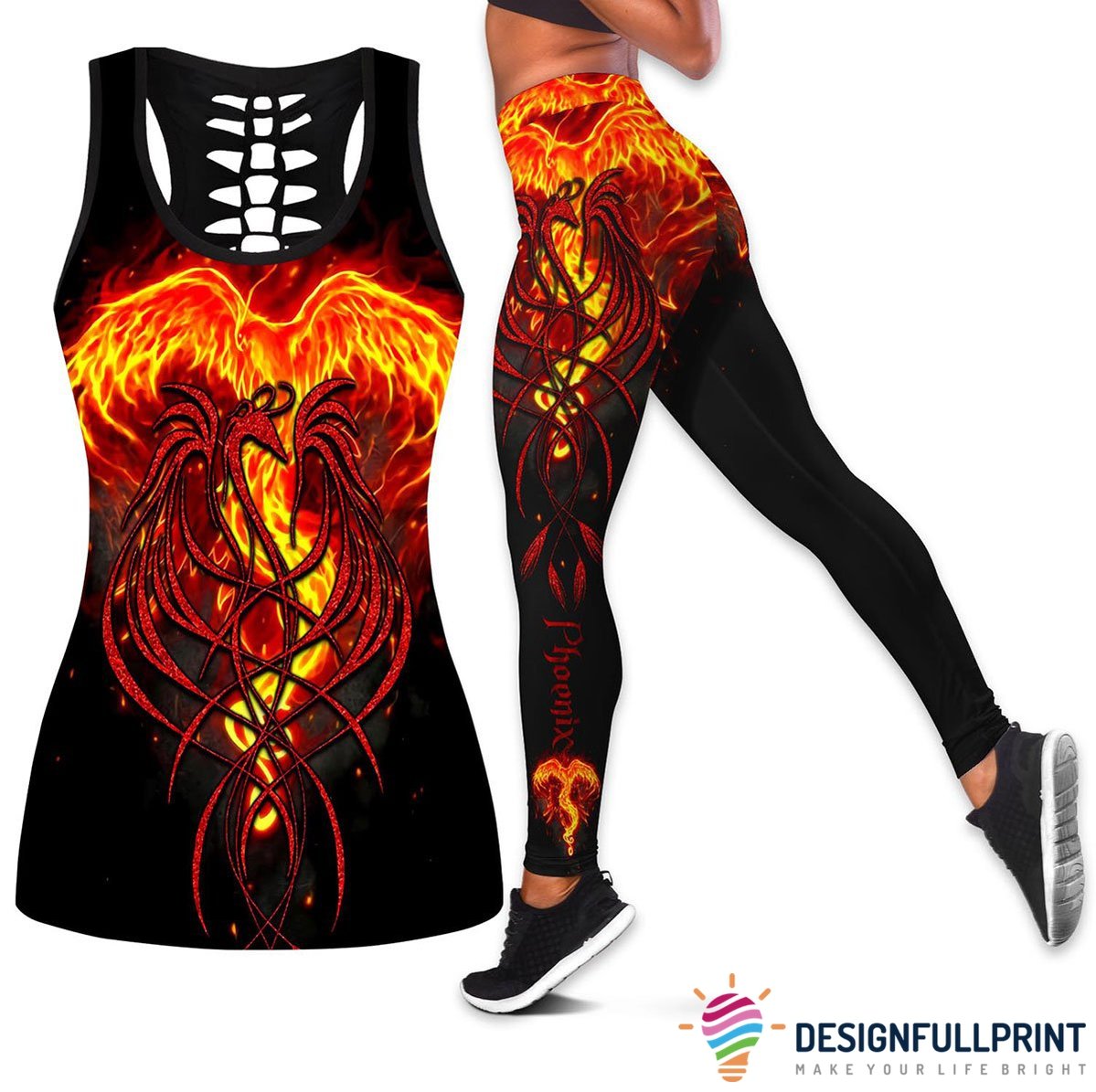 Phoenix Gift Phoenix Tattoo Fire Tank Top And Leggings Set HG ...