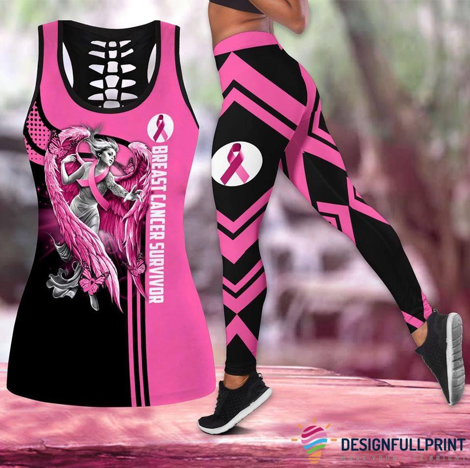 Pink Ribbon Breast Cancer Survivor Tank Top And Leggings Set HG ...