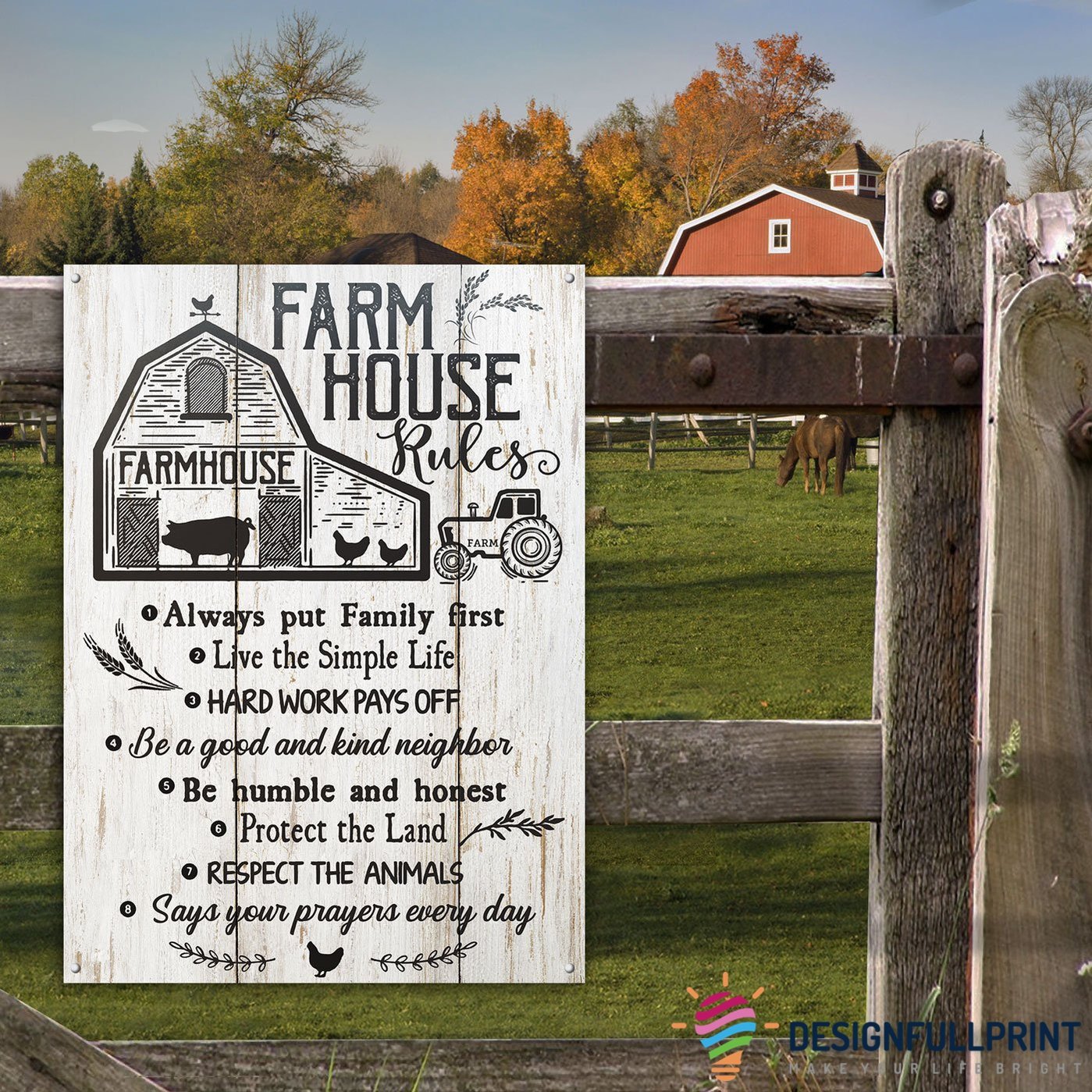 Farmhouse Rules Customized Classic Metal Signs CM Farmer Gift ...