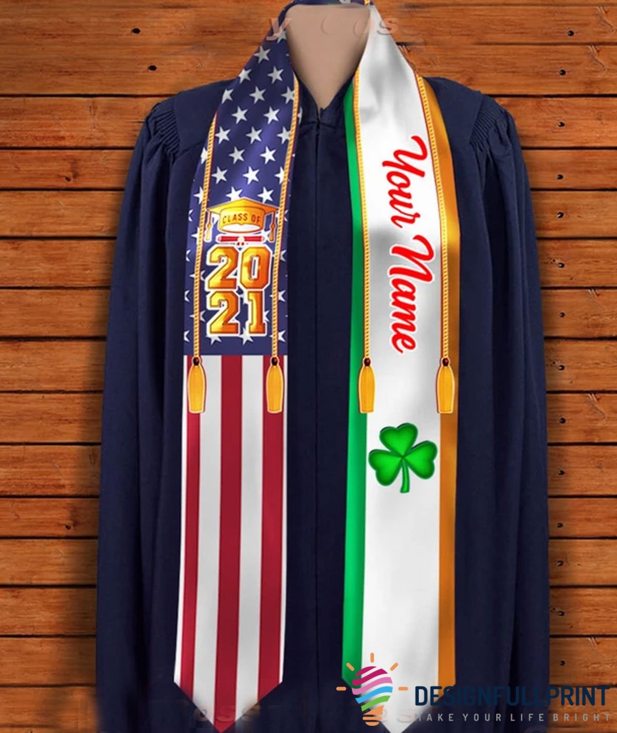 Graduation Gift American Irish Flag Graduation Class of 2021 Stoles ...