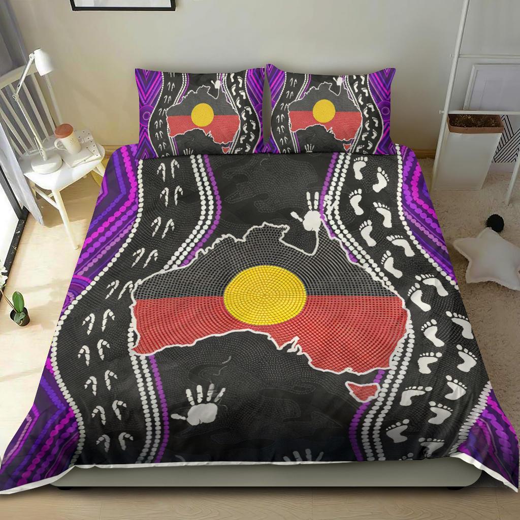 Aboriginal Bedding Set – Australia Indigenous Map Purple HG ...